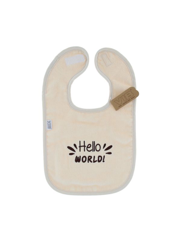 VIB Hello World! Slabbetje - One Size - Beige | Baby-Dump